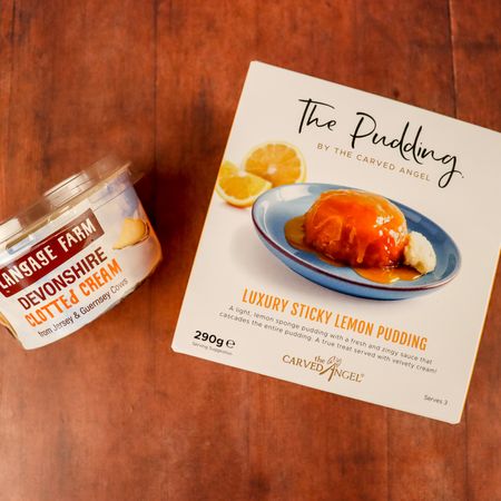Carved Angel Sticky Lemon Pudding & Devon Clotted Cream Bundle from £11.50